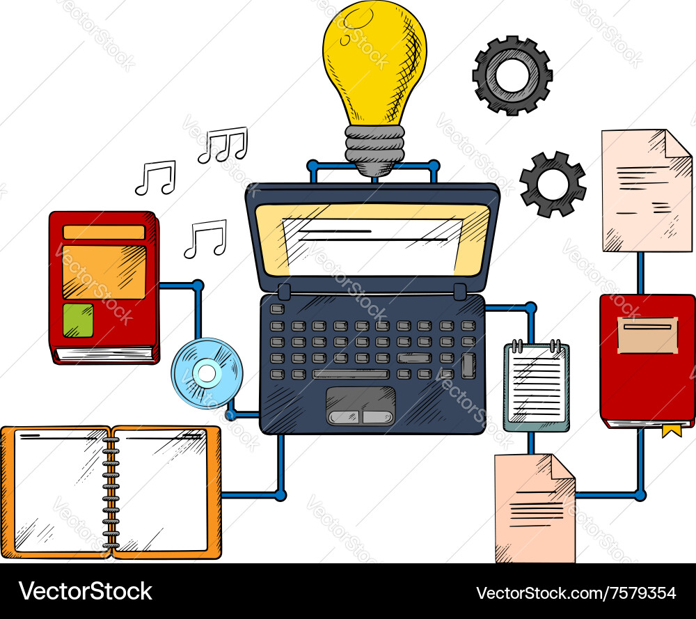 E-Learning & Tech Icons Royalty Free Vector Image