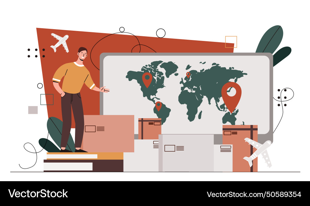 International parcel transfers Royalty Free Vector Image