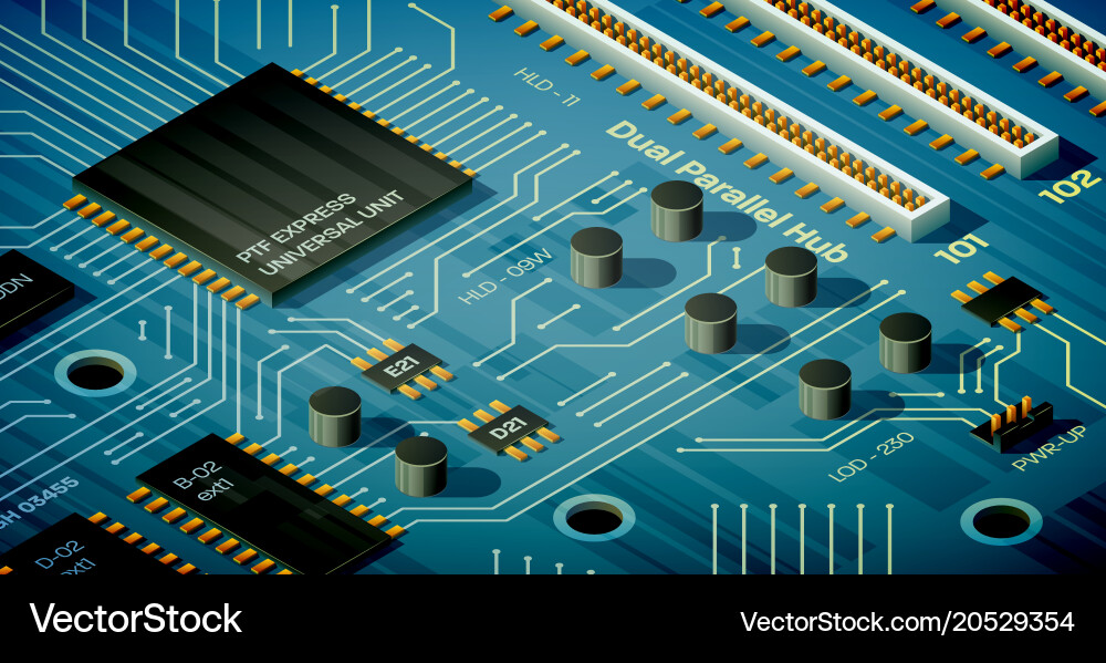 Isometric motherboard Royalty Free Vector Image