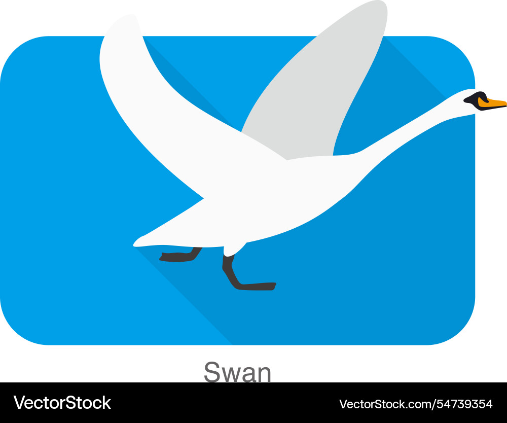 Mute swan flat icon design cartoon Royalty Free Vector Image