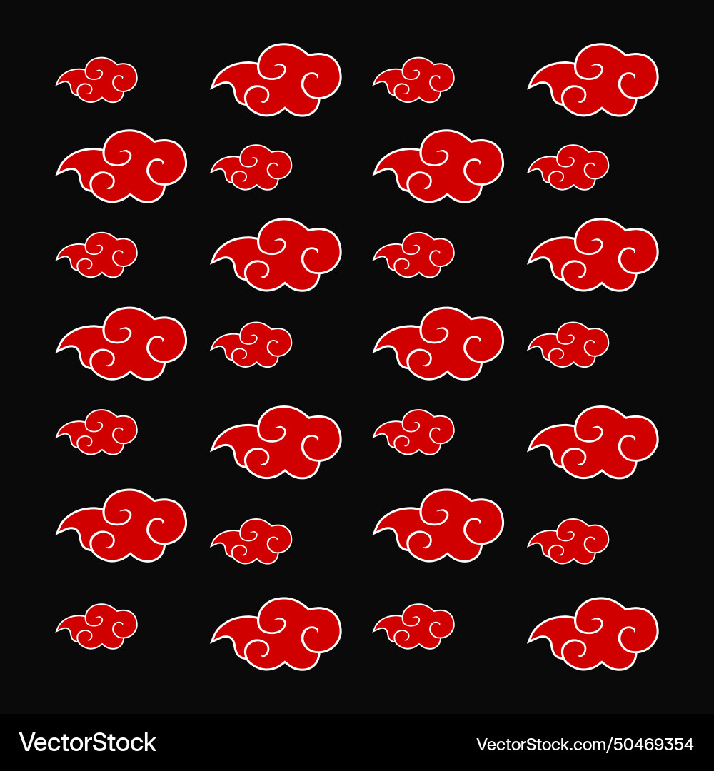 Naruto akatsuki red cloud art isolated symbol Vector Image