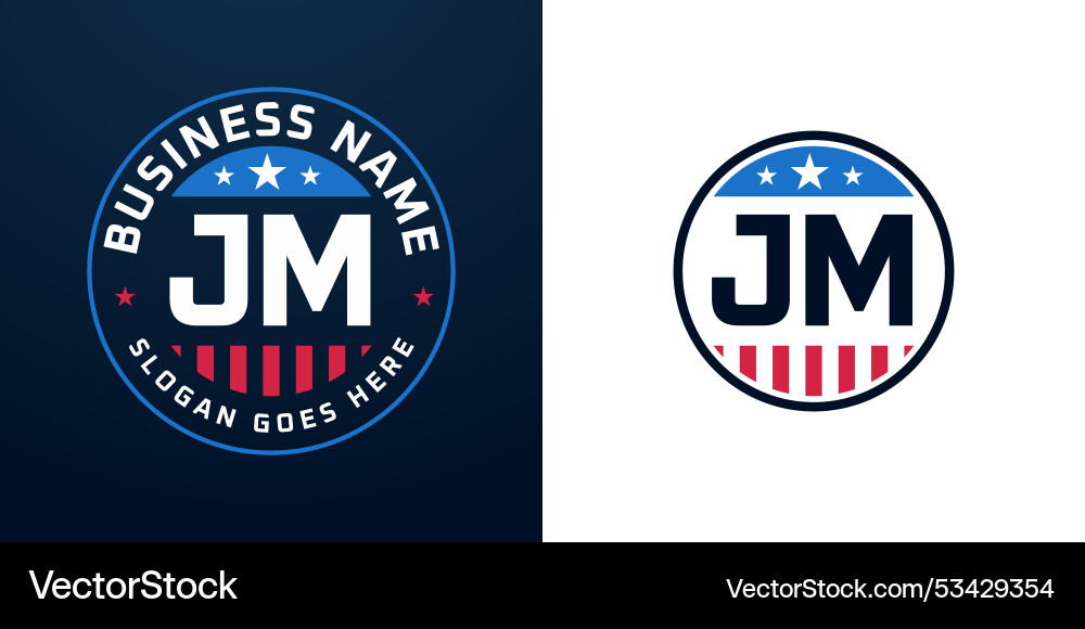 Patriotic jm logo design letter Royalty Free Vector Image