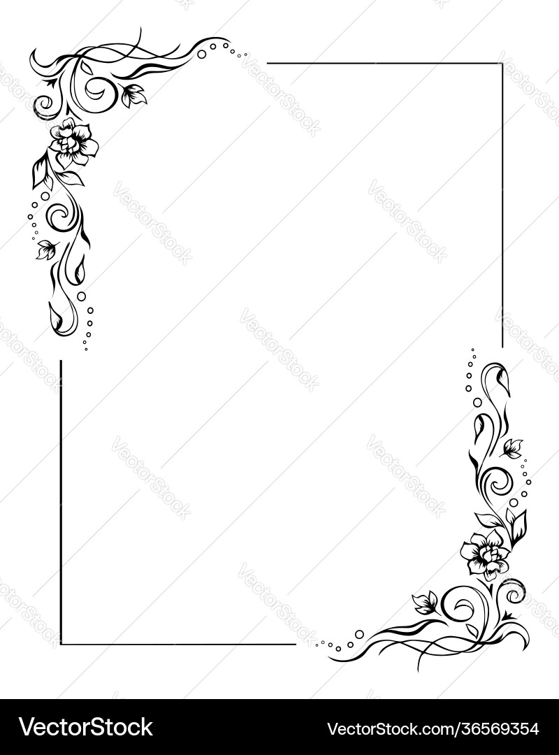 Rectangular floral frame rose border template Vector Image