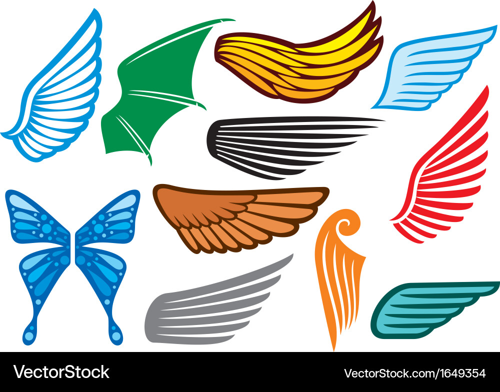 Wings collection Royalty Free Vector Image - VectorStock