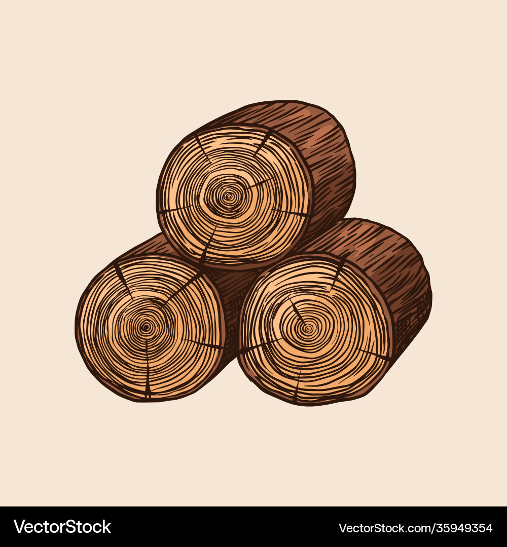 Wood Logs and Timber Pieces Royalty Free Vector Image