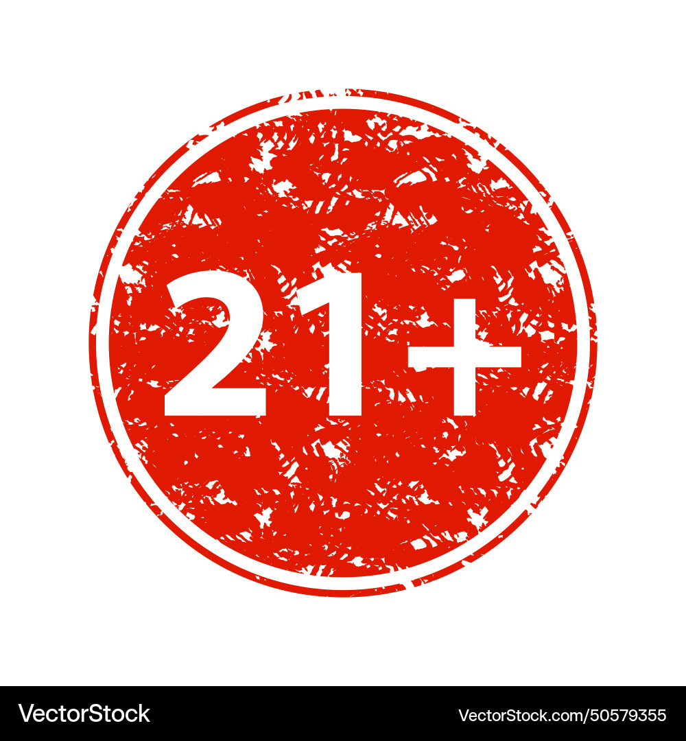 Age limit 21 rubber stamp twenty one text Vector Image
