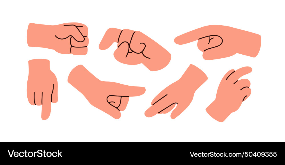 Fingers pointing pushing showing pressing hand Vector Image