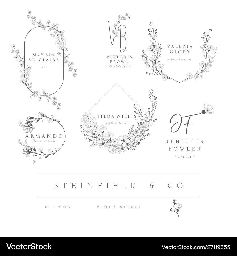 Floral elements for logos frames borders Vector Image
