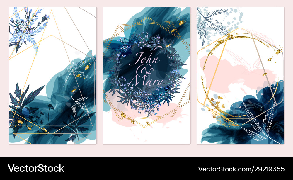 Floral Wedding Card Set Royalty Free Vector Image