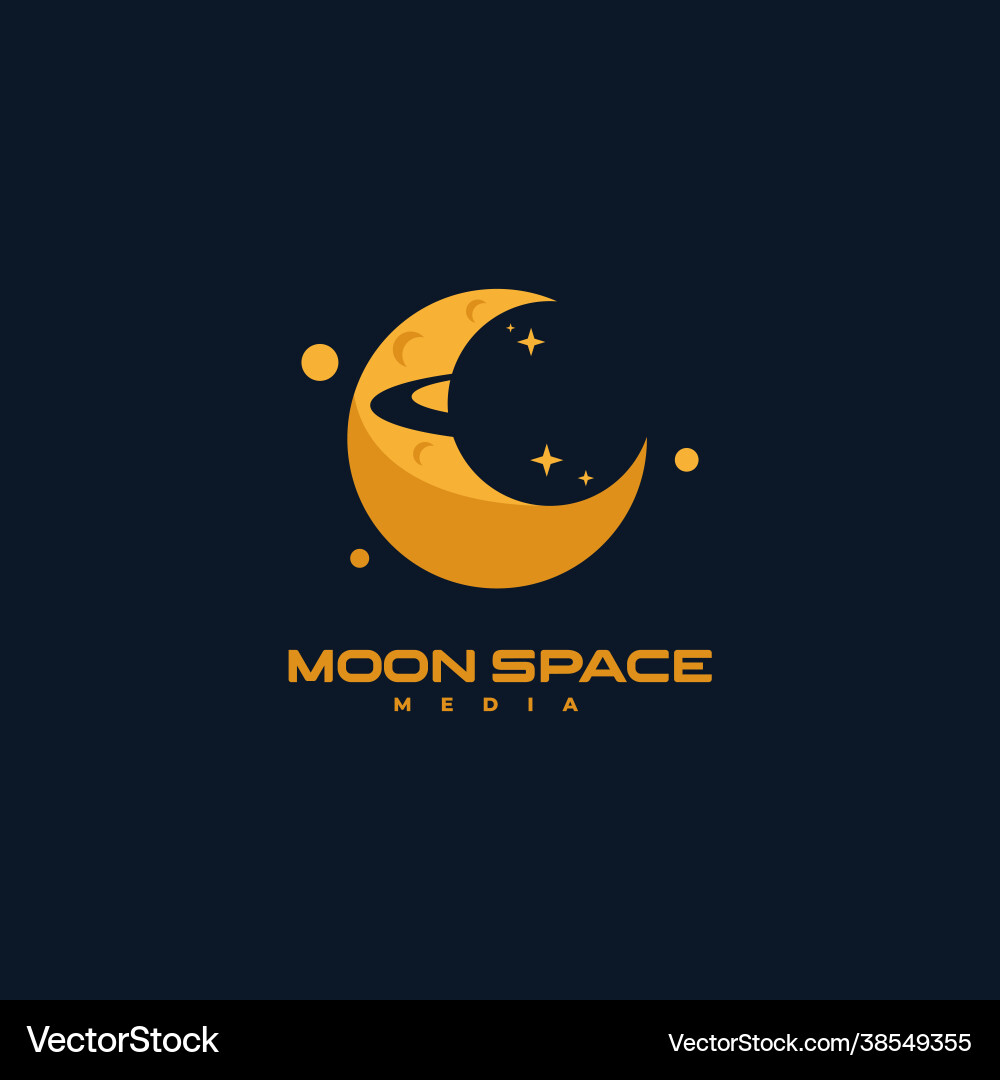 Negative Space Moon Logo Royalty Free Vector Image