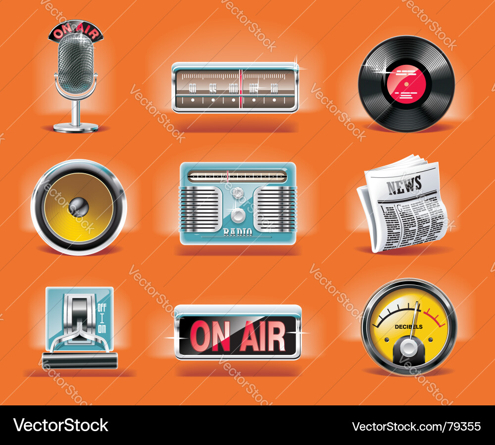 Radio icon set Royalty Free Vector Image - VectorStock