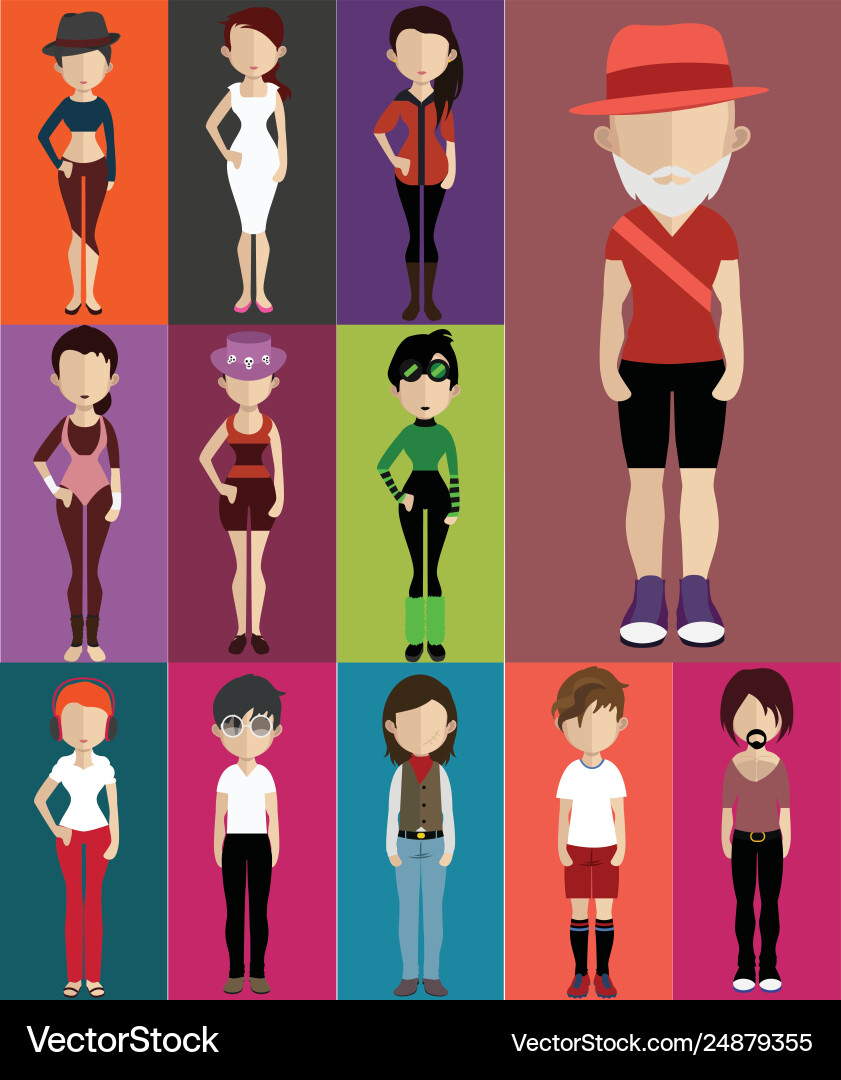 Set colorful avatars characters Royalty Free Vector Image