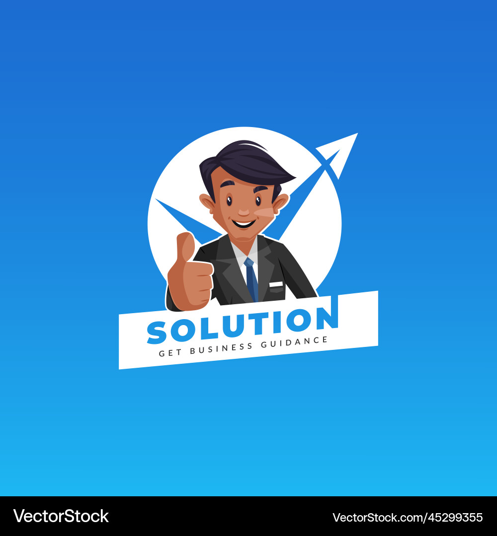 Solution get business guidance mascot logo Vector Image