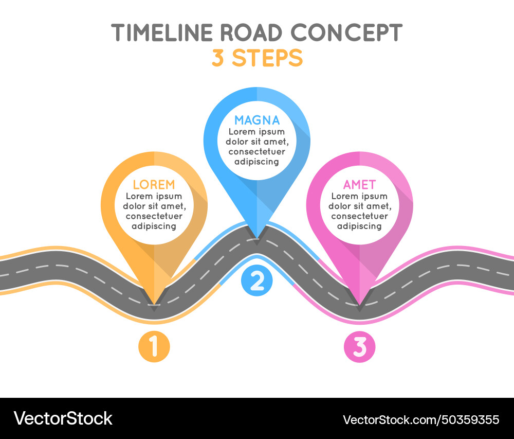 Timeline infographic 3 steps concept Royalty Free Vector