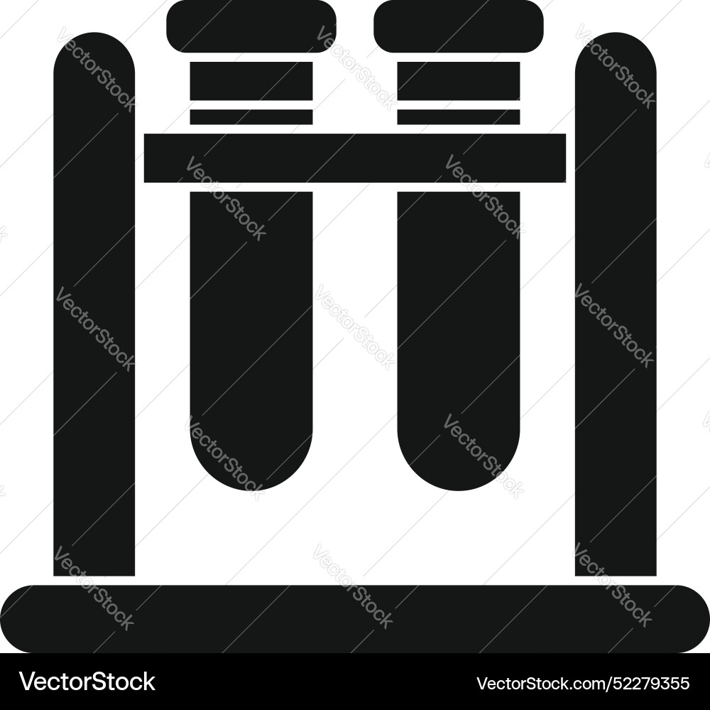 Two test tubes standing in a wooden rack icon Vector Image