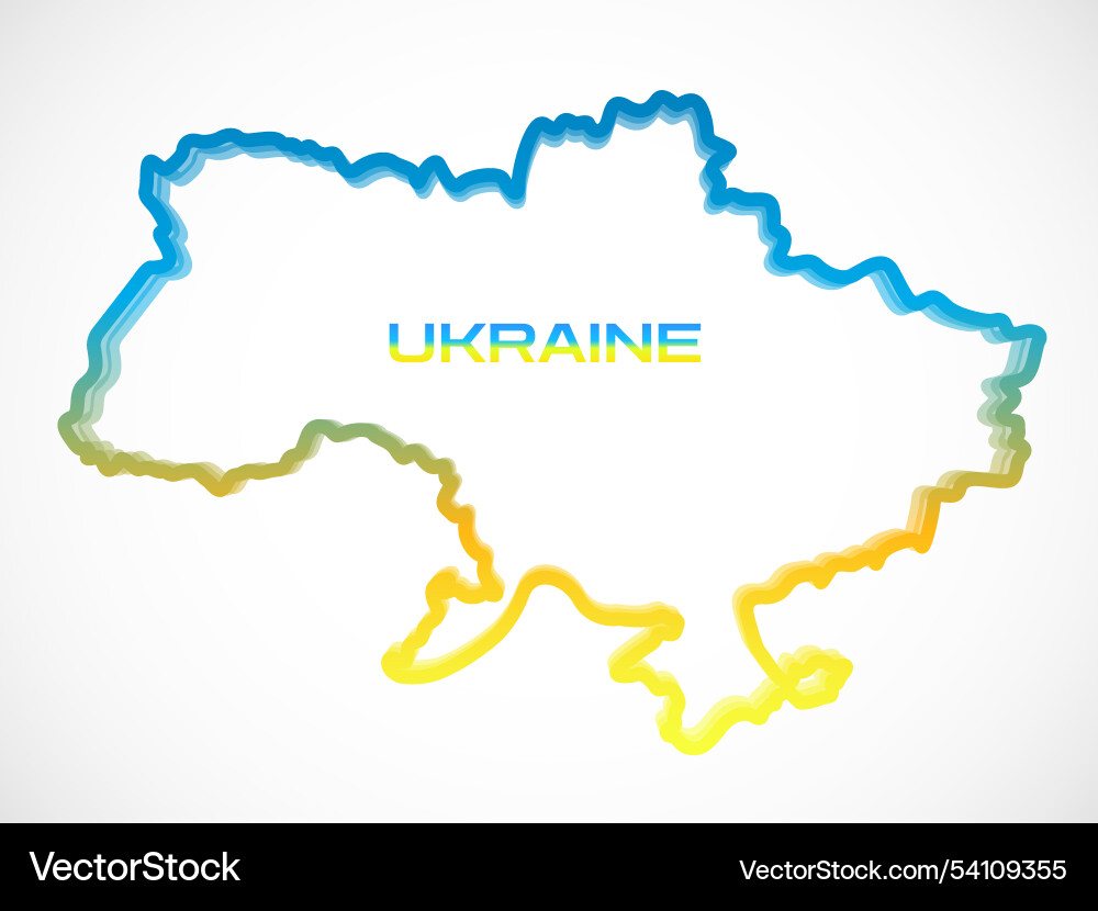 Ukraine map with blue and yellow outline banner Vector Image