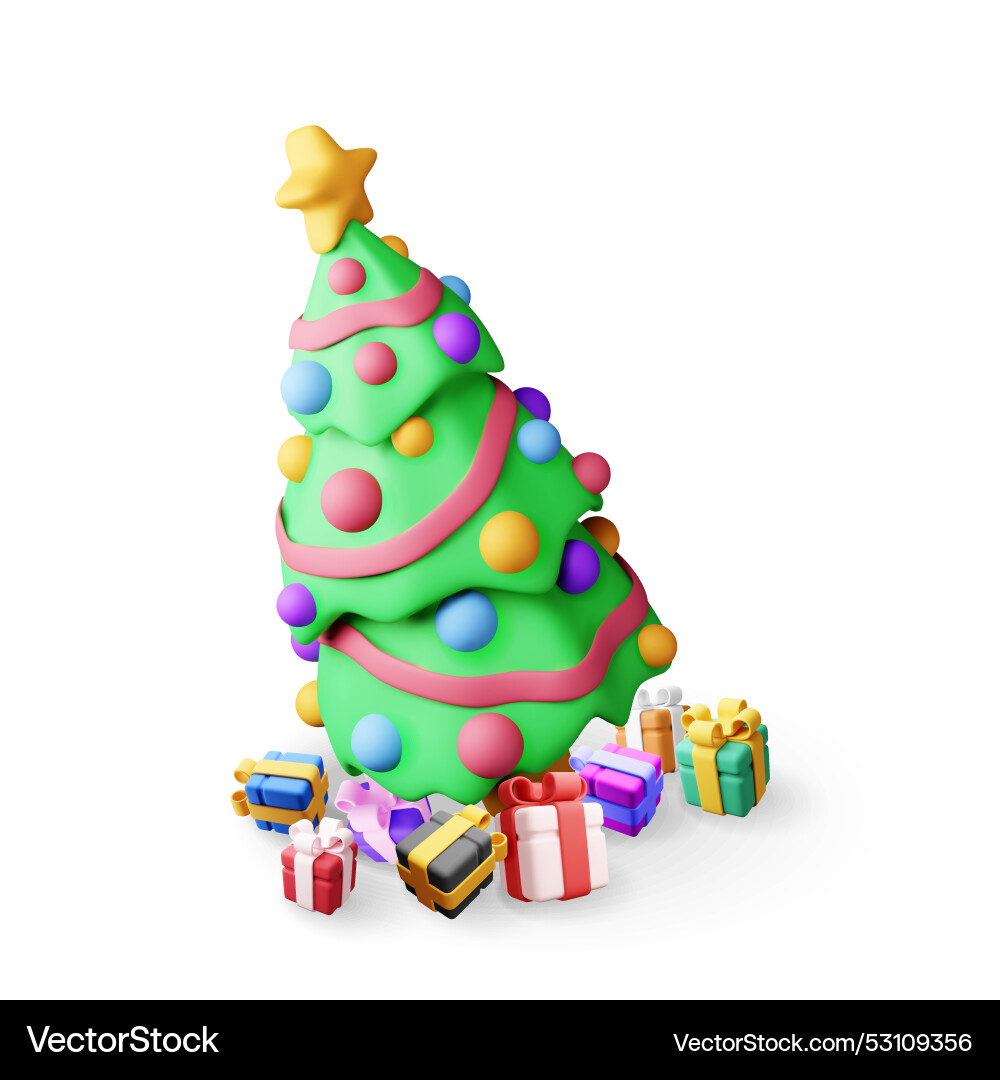 3d christmas tree decorated Royalty Free Vector Image