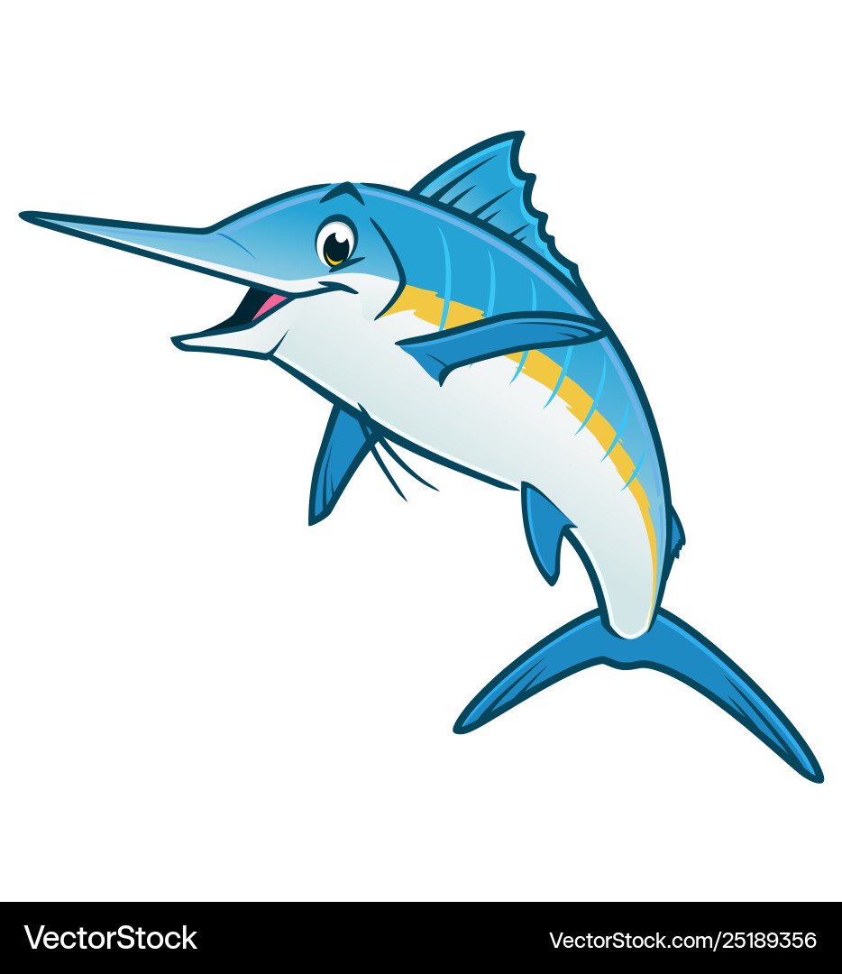 Cartoon blue marlin Royalty Free Vector Image - VectorStock