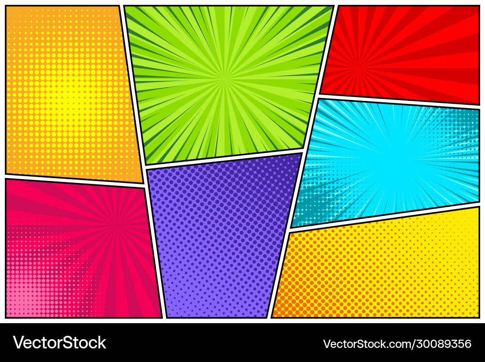 Cartoon comic backgrounds set comics book Vector Image