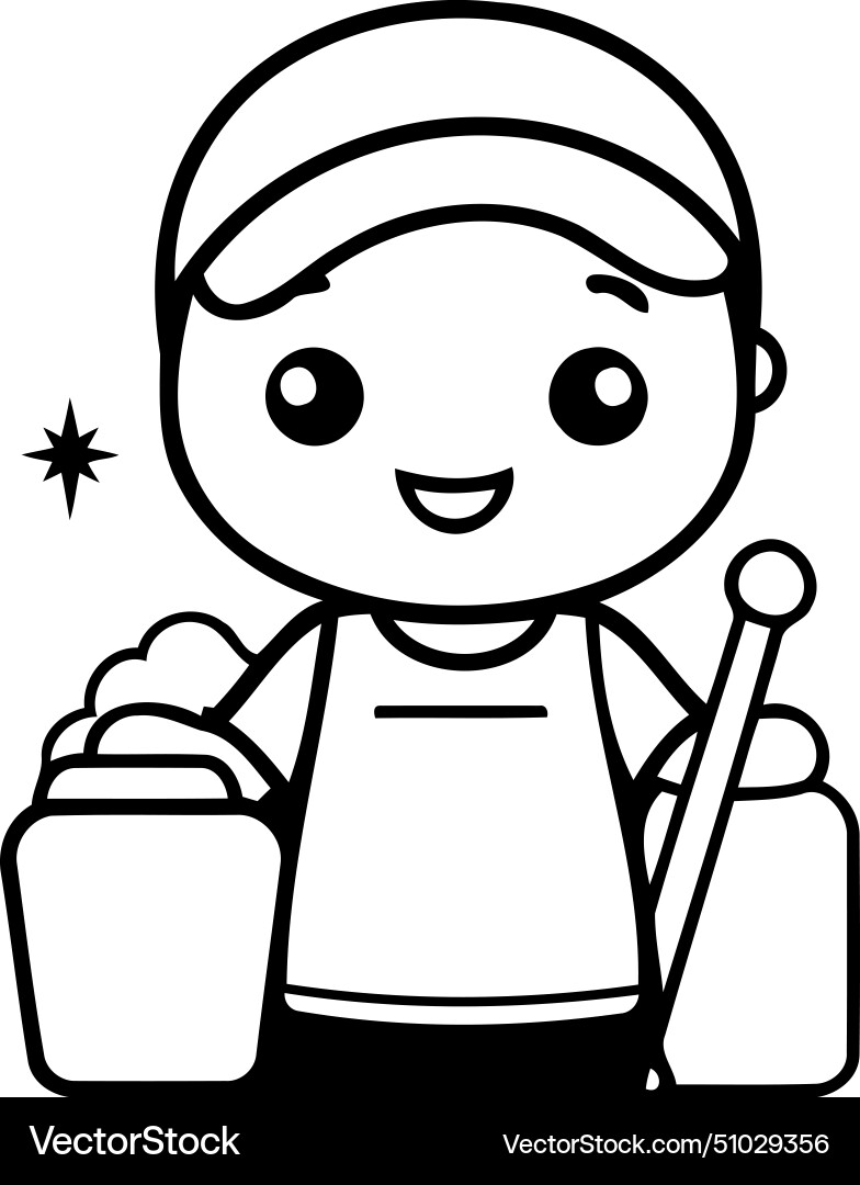 Cute cleaning cartoon character concept Royalty Free Vector