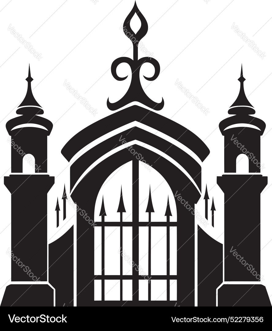 Elegance unveiled church gates enhanced Royalty Free Vector