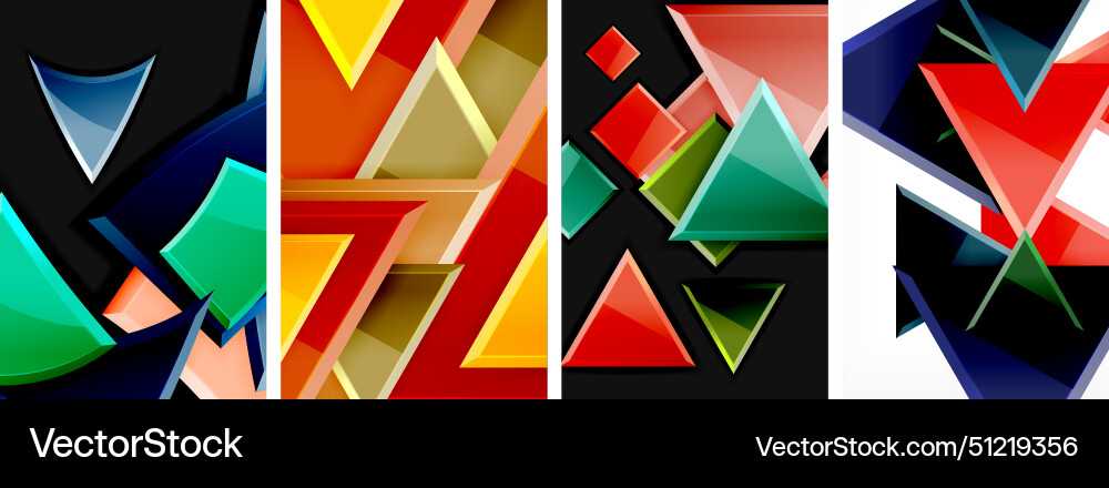 Glossy triangles geometric poster set Royalty Free Vector