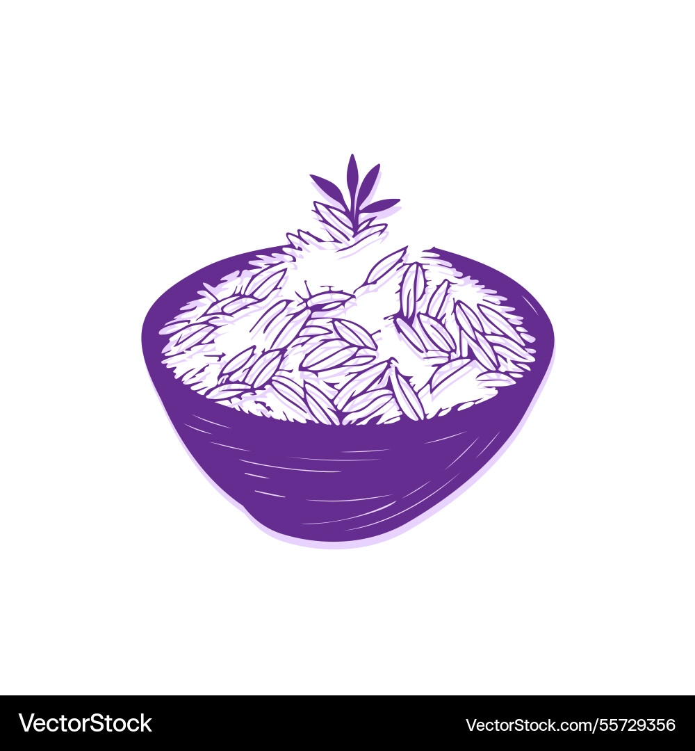 Hand drawn bowl of rice Royalty Free Vector Image
