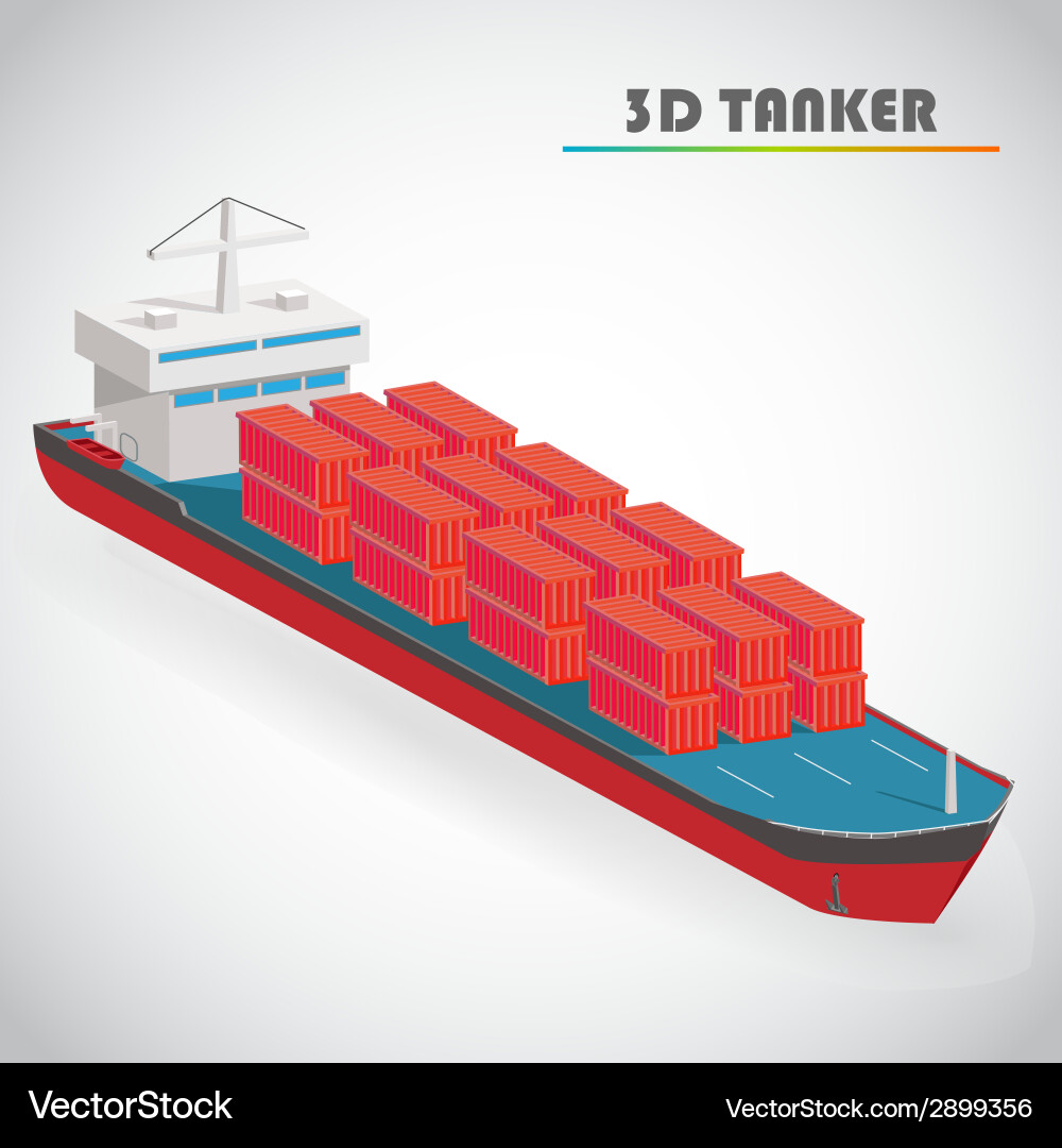 Isometric 3d tanker with freight container icon Vector Image