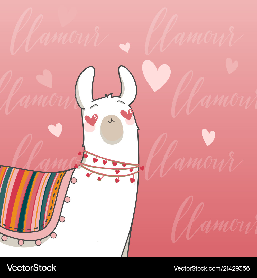 Lama in cartoon style Royalty Free Vector Image