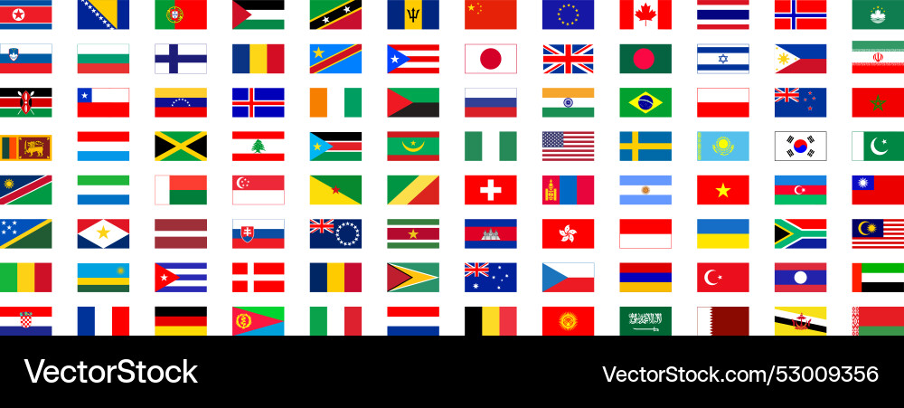 National flags set Royalty Free Vector Image - VectorStock