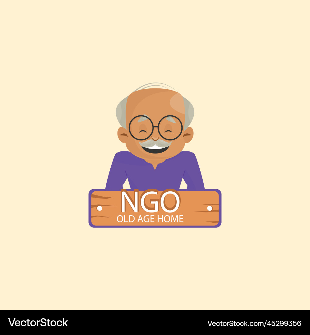 Ngo old age home mascot logo Royalty Free Vector Image