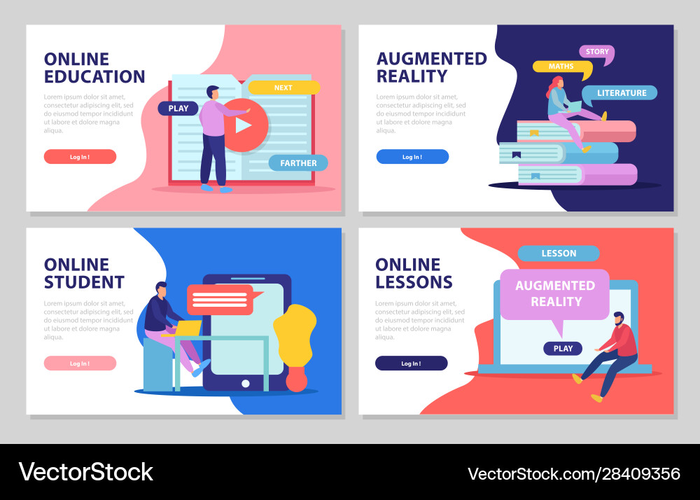 Online lessons horizontal banners Royalty Free Vector Image