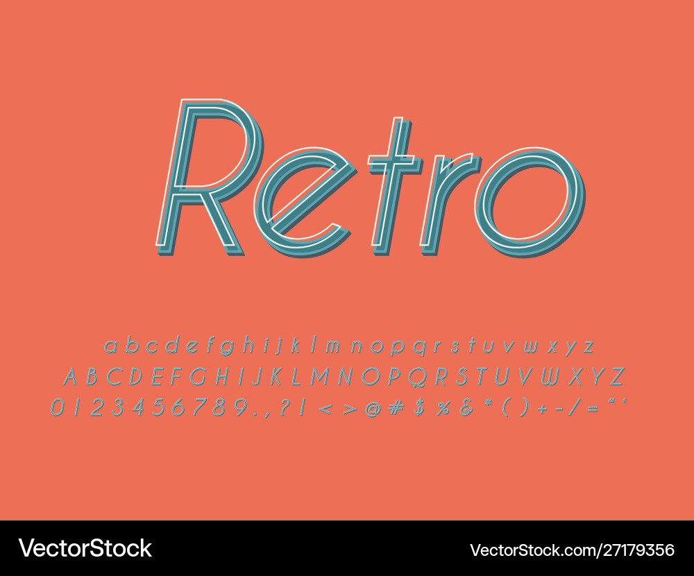 Retro font and alphabet stock Royalty Free Vector Image