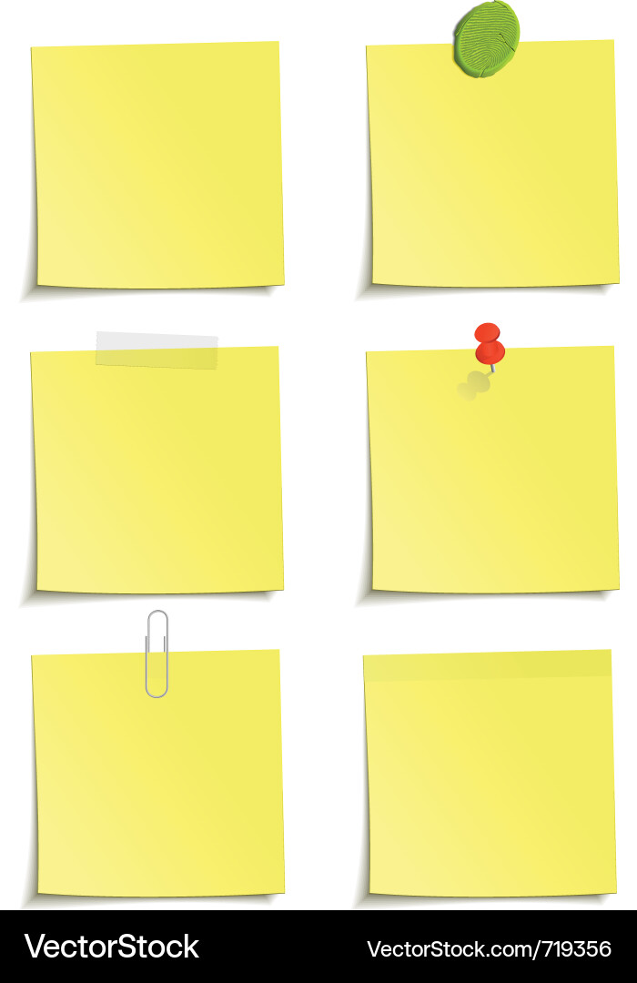 Set of yellow notes Royalty Free Vector Image - VectorStock