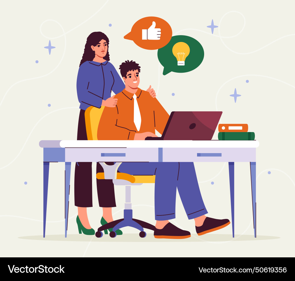 Worker with emotional support Royalty Free Vector Image