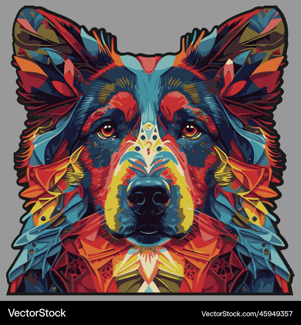 Colorful dog face closeup art Royalty Free Vector Image