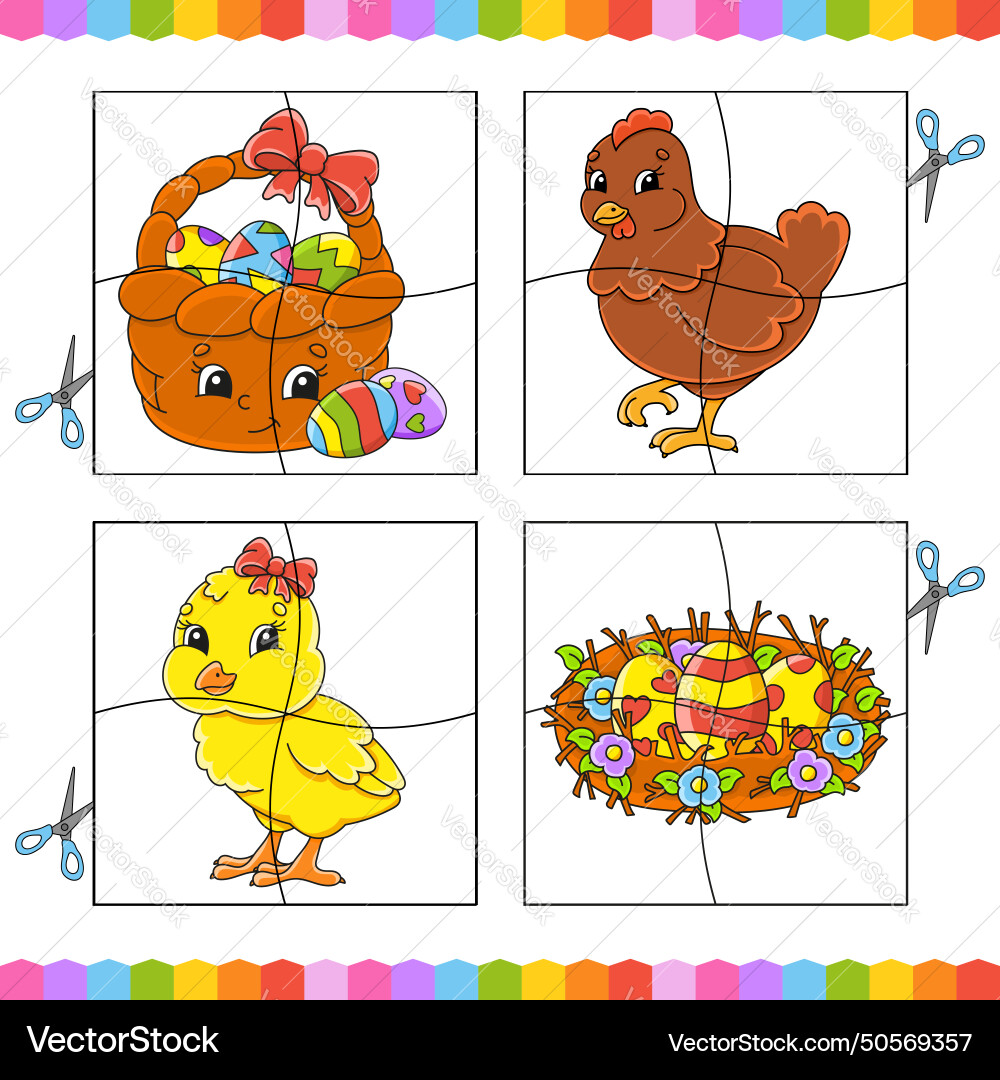 Cut and play paper game with glue flash cards Vector Image