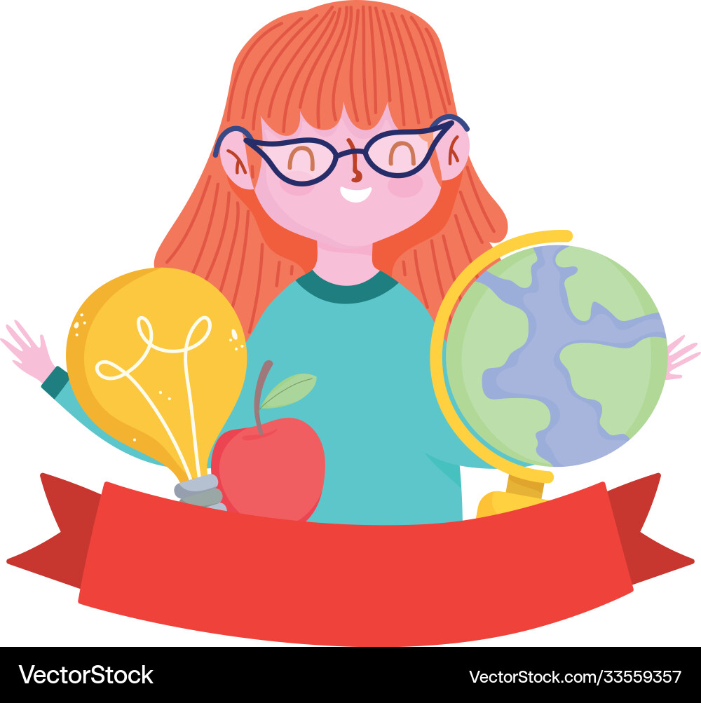 Happy teachers day teacher cartoon school map Vector Image