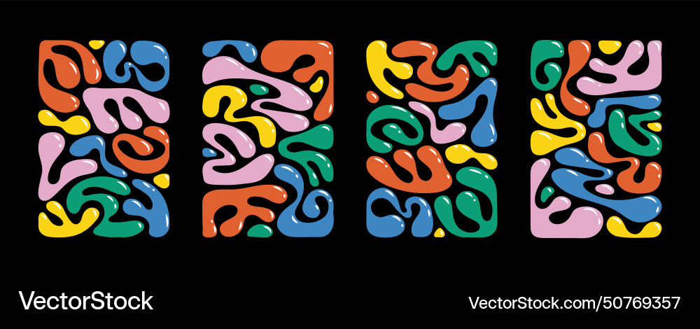 Liquid abstract organic blob shapes background set