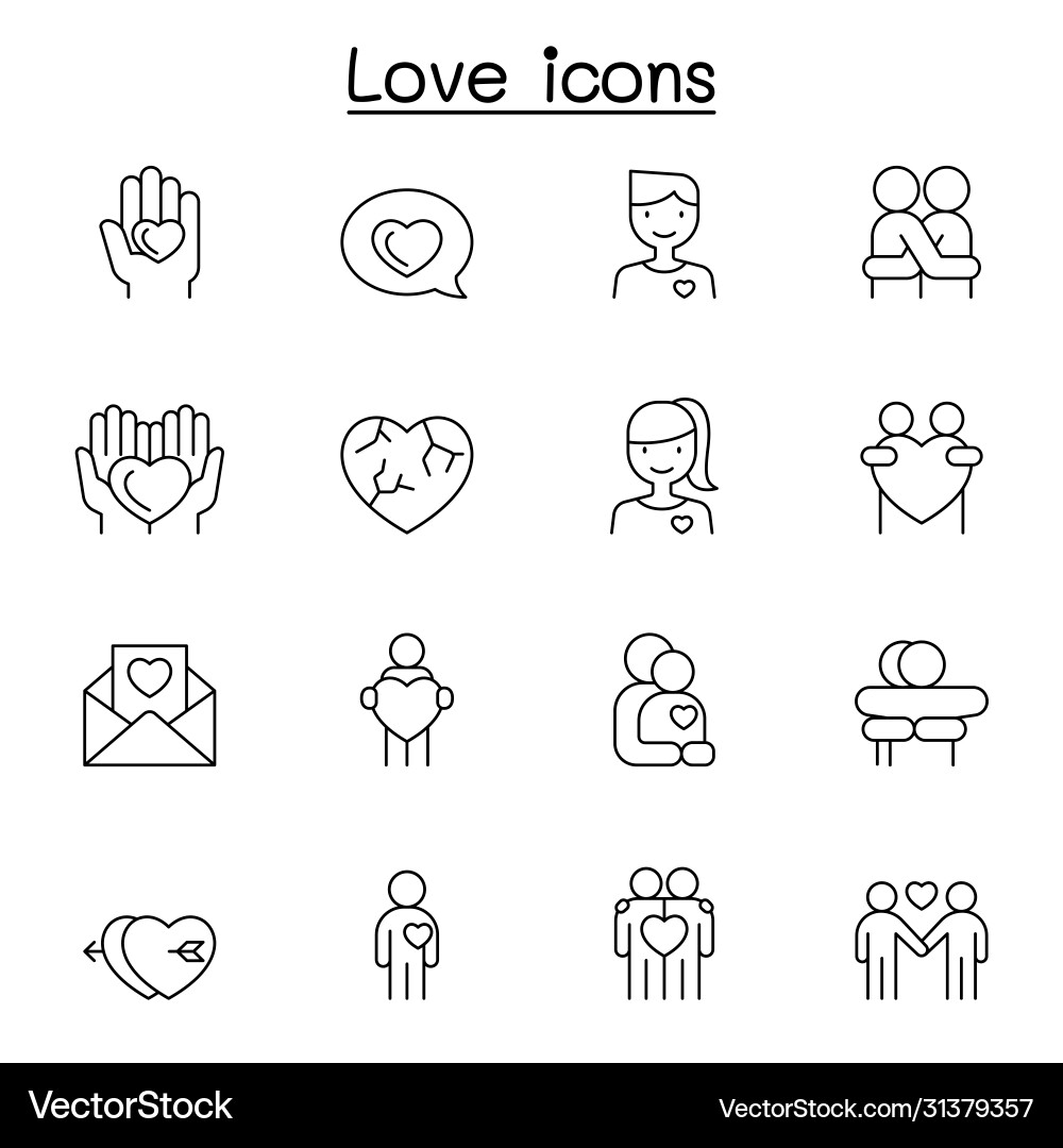 Love icons set in thin line style Royalty Free Vector Image