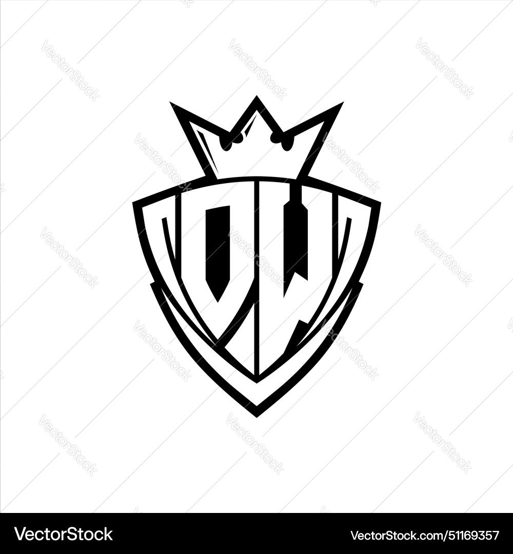Ow letter logo with sharp triangle shield shape Vector Image