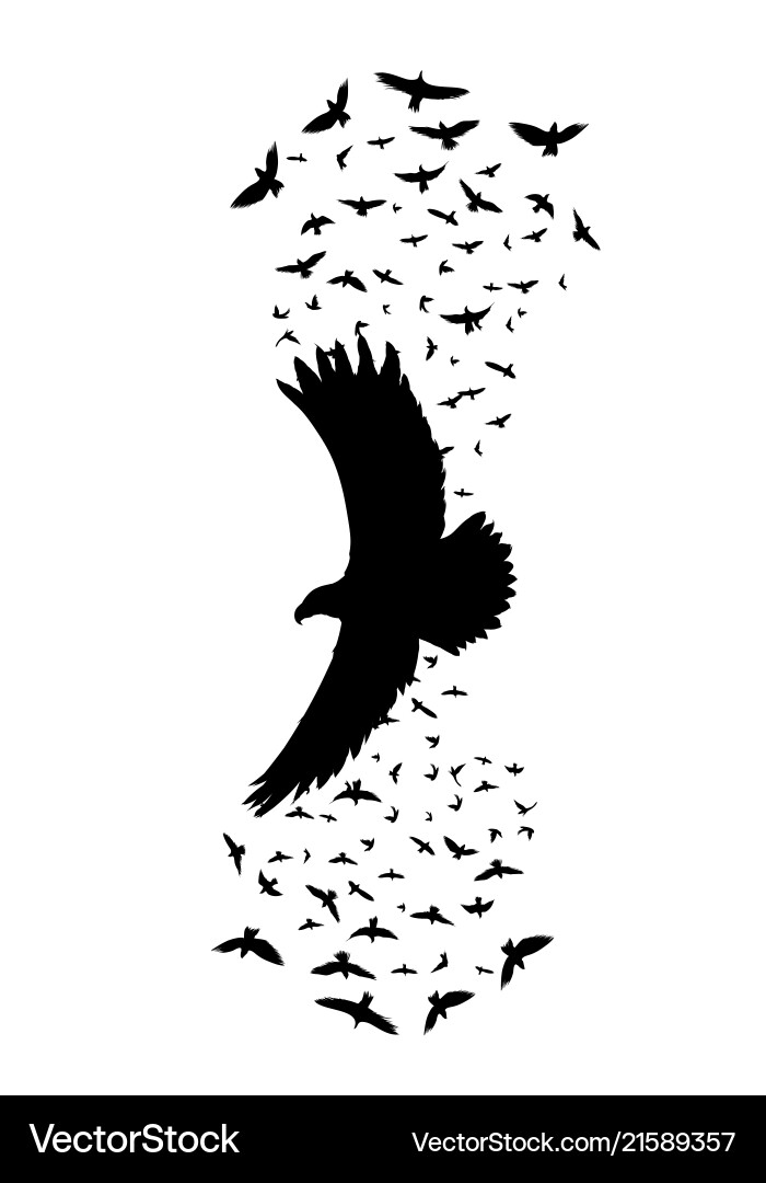 Silhouette of a flying raven Royalty Free Vector Image
