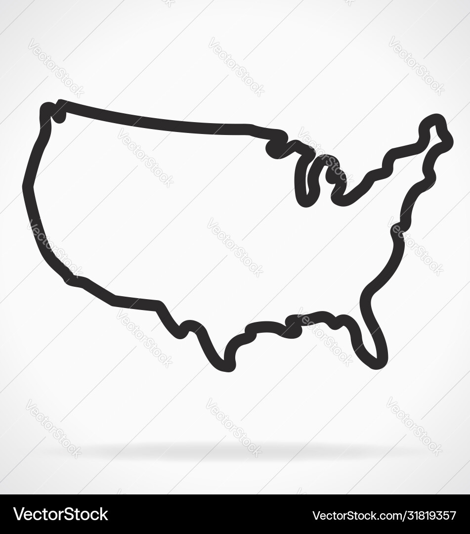 Simplified usa america map outline Royalty Free Vector Image
