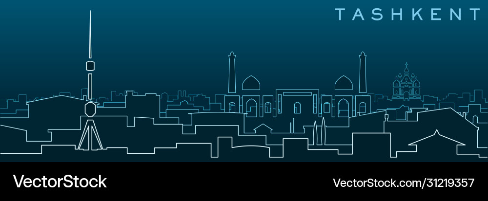 Tashkent multiple lines skyline and landmarks Vector Image