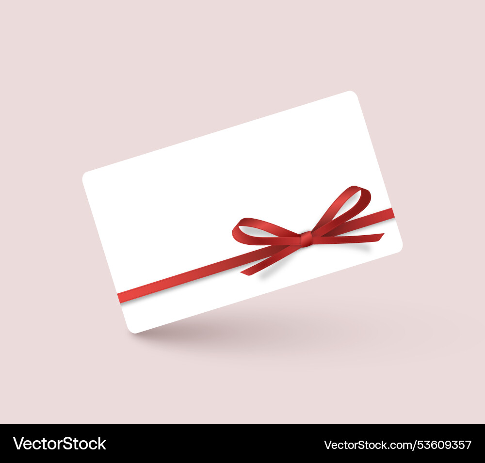 White gift voucher with red ribbons and bows Vector Image