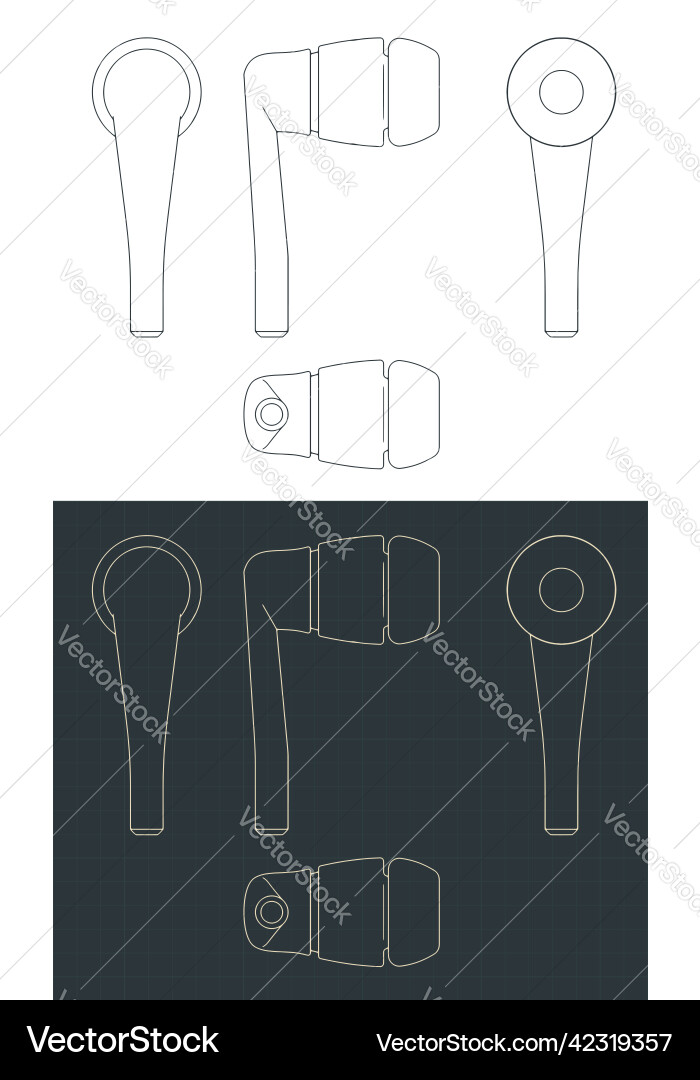 Wireless portable bluetooth headphones blueprints Vector Image