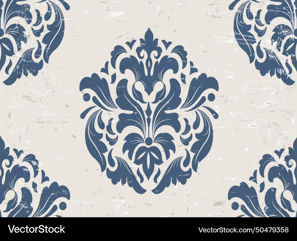 Blue classical luxury damask seamless pattern Vector Image