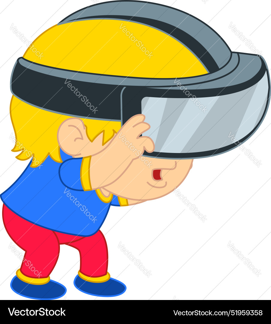 Child discovering virtual reality wearing vr Vector Image
