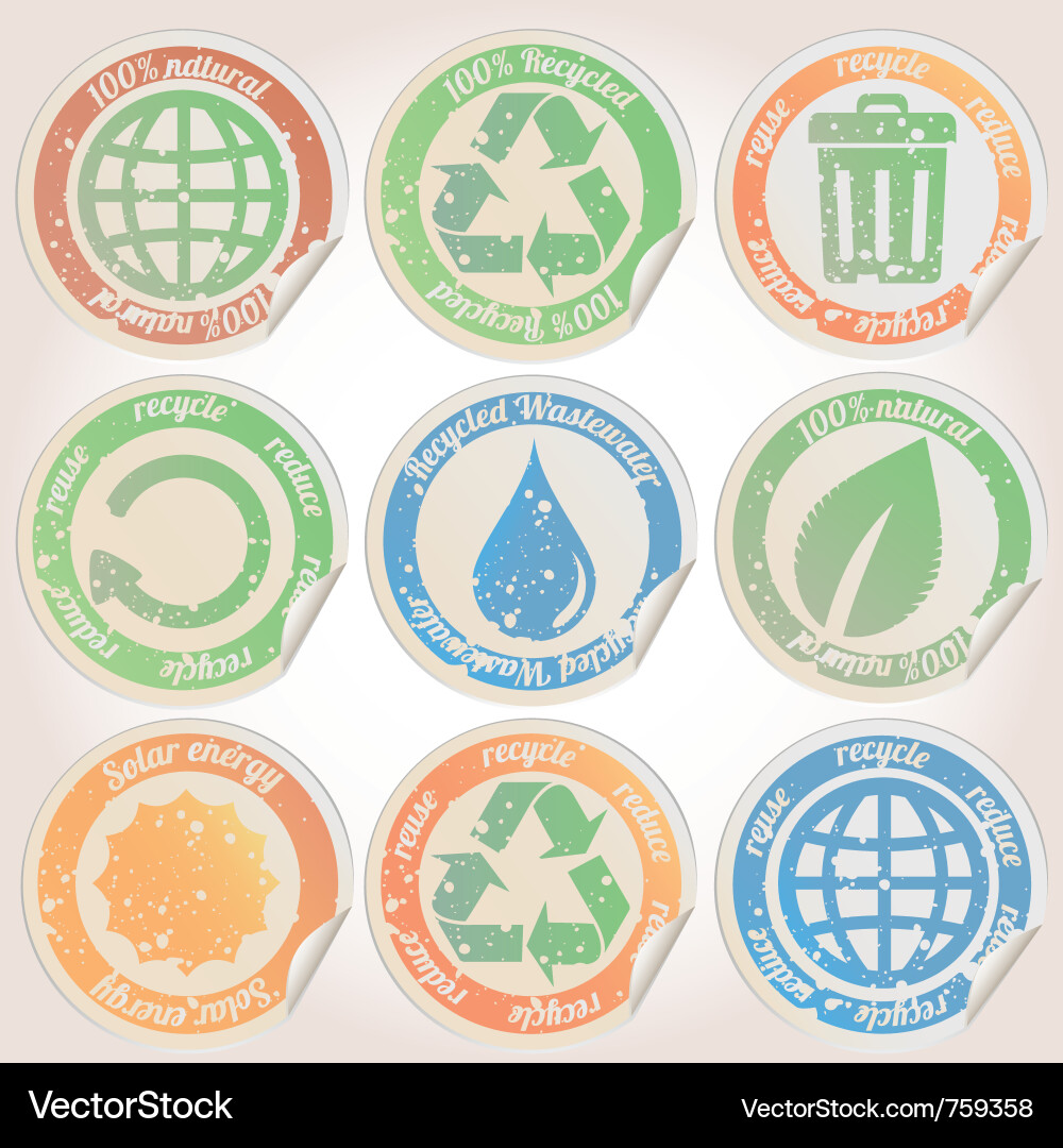 Ecology stickers Royalty Free Vector Image - VectorStock