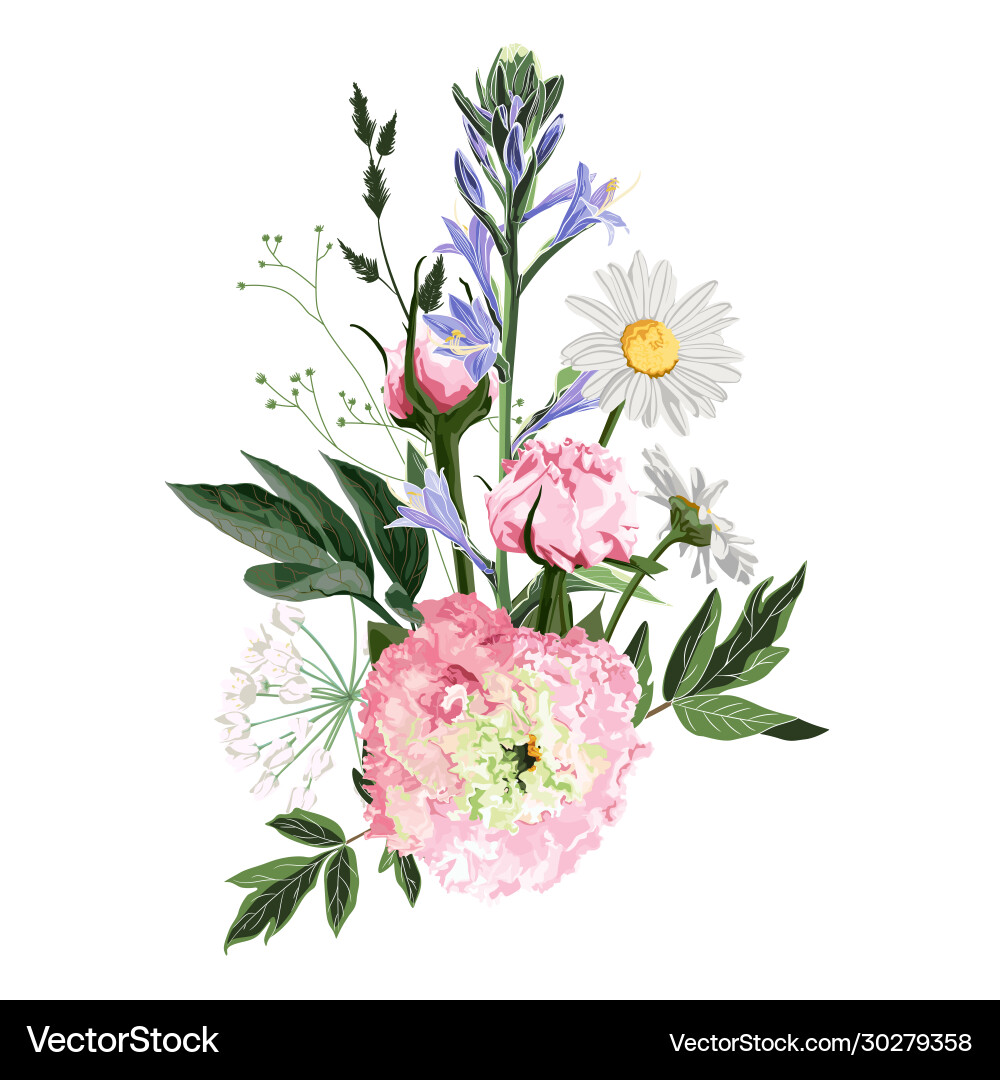Floral bouquet design element pink flower Vector Image